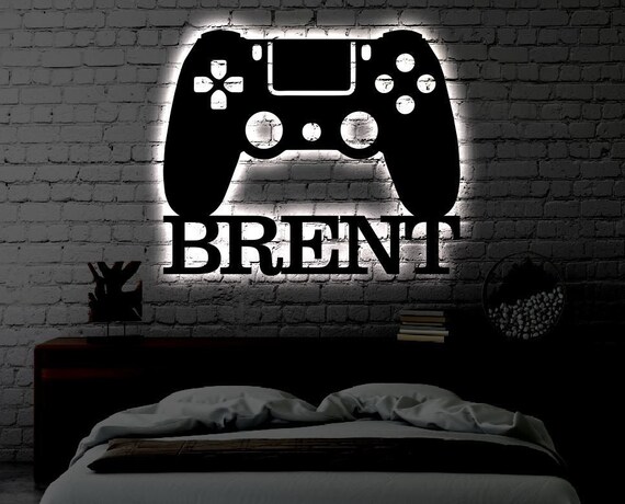 Personalized Gaming Room LED Metal Art Sign / Light up Gamer | Etsy