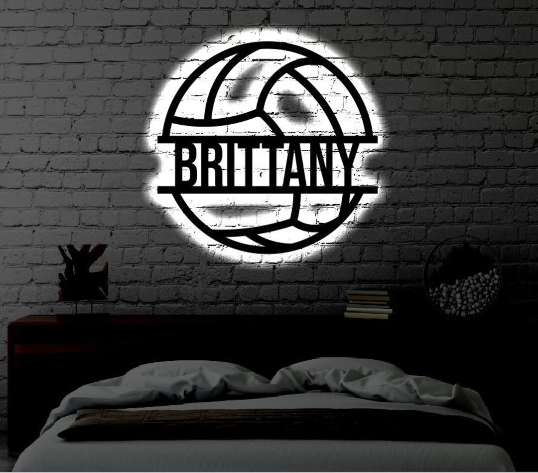 Personalized Volleyball LED Metal Art Sign / Light up Volleyball Name ...