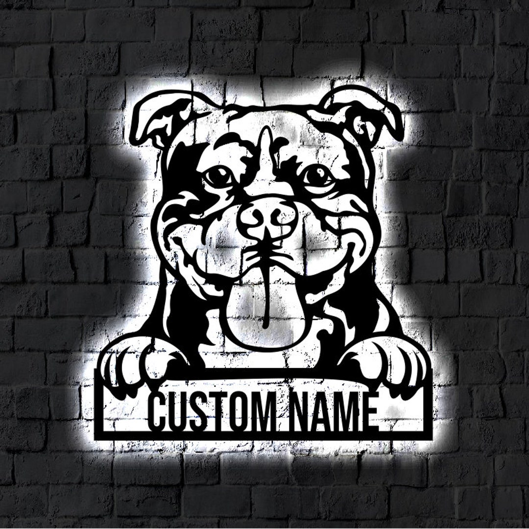 Custom LED Metal American Bulldog Sign / Personalized Light up American ...