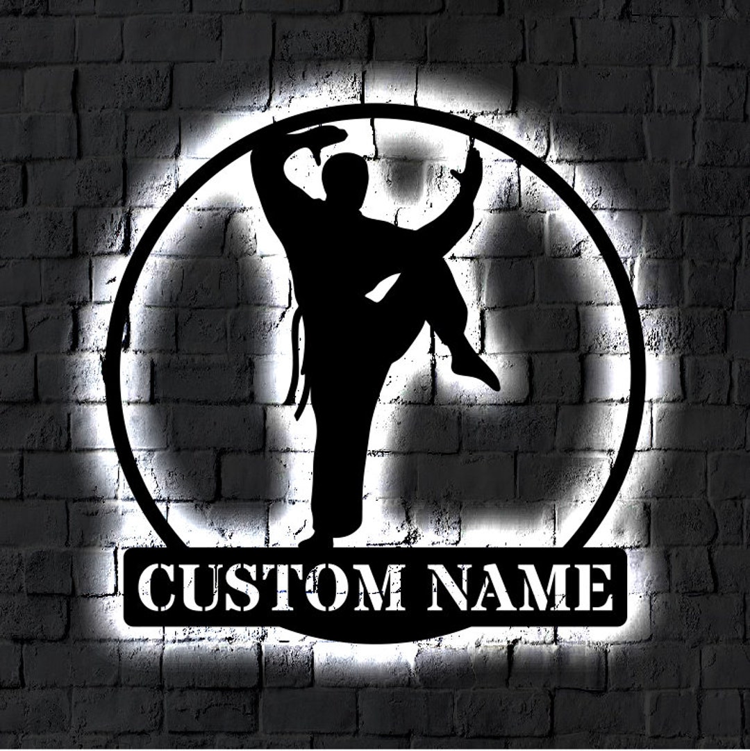 Personalized Karate LED Metal Art Sign / Light up MMA Martial Arts ...
