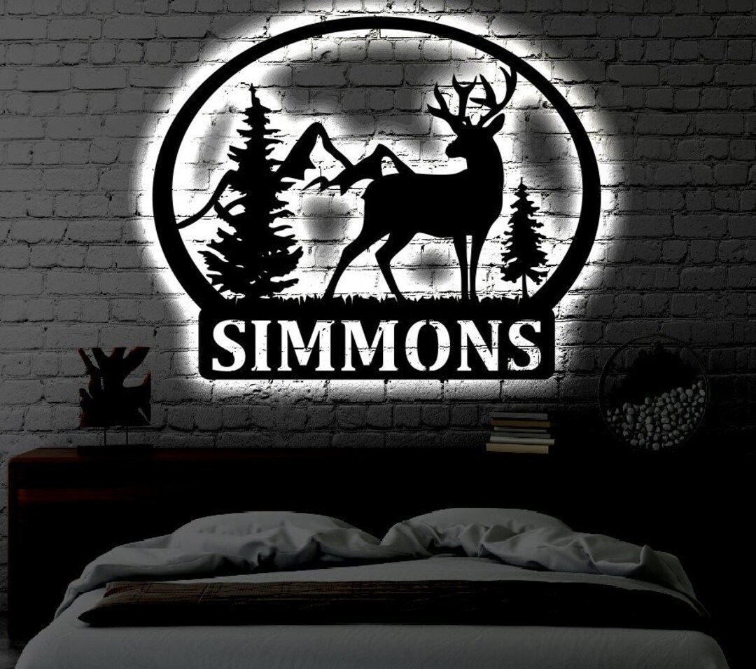 Personalized LED Family Name Metal Sign / Light up Wall Decor / Metal ...