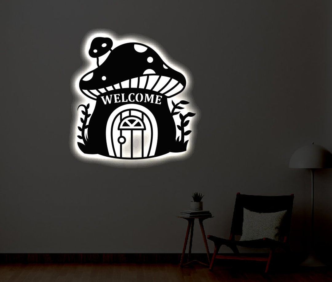Mushroom LED Metal Art Sign / Light up Mushroom Metal Sign / Multi ...