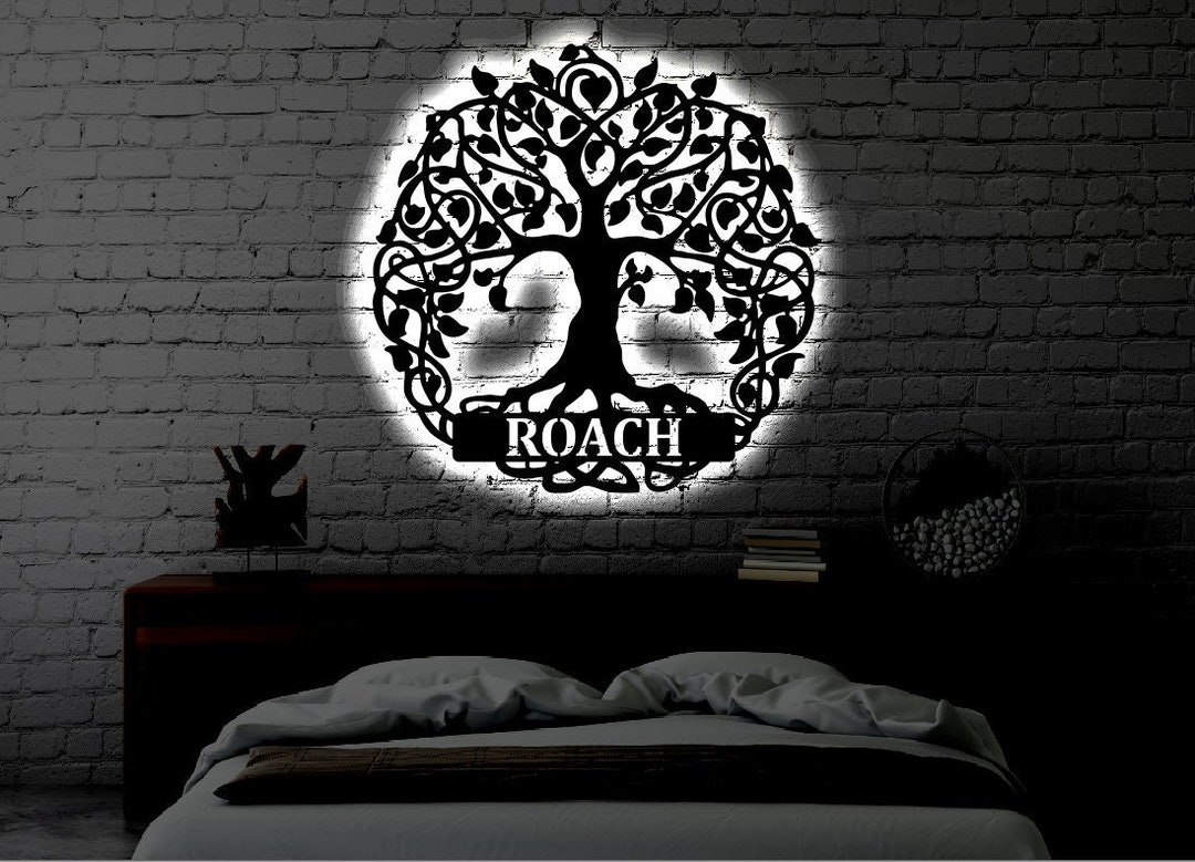 Personalized Tree of Life LED Metal Sign / Light up Tree of Life Metal ...