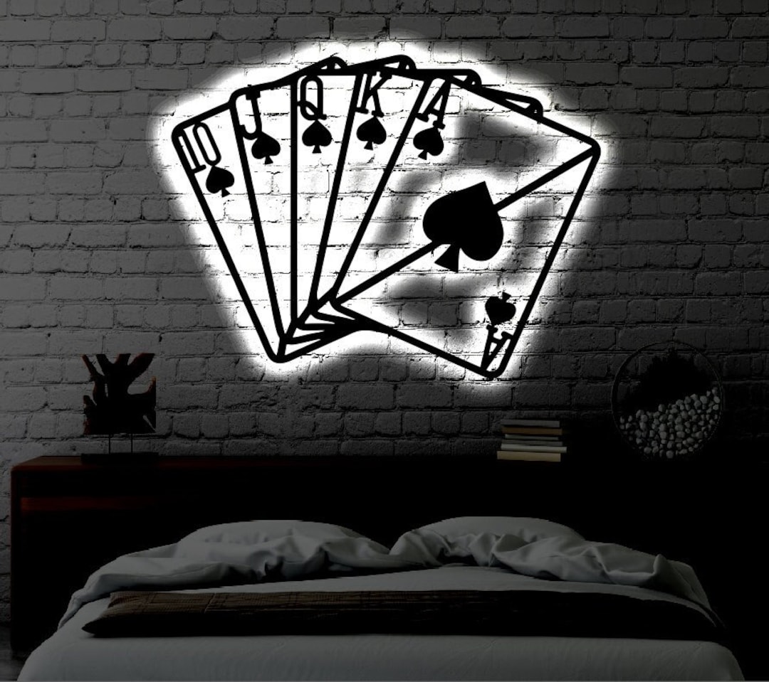 Cards LED Metal Art Sign / Light up Casino Cards Metal Sign / Multi ...