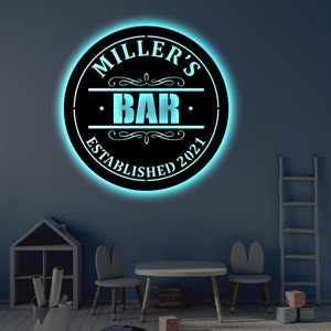 Personalized Bar LED Metal Art Sign / Light up Bar Metal Sign / Multi ...