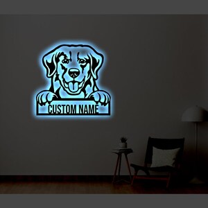 Custom LED Metal Golden Retriever Sign / Personalized Light up Golden ...