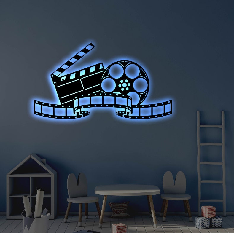 LED Home Cinema Metal Sign | Light up Home Theater Wall Art | Theatre ...