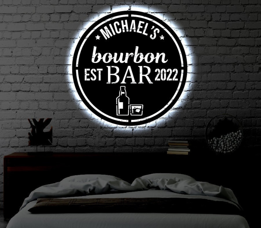 Personalized Bar LED Metal Art Sign / Light up Bar Metal Sign / Multi ...
