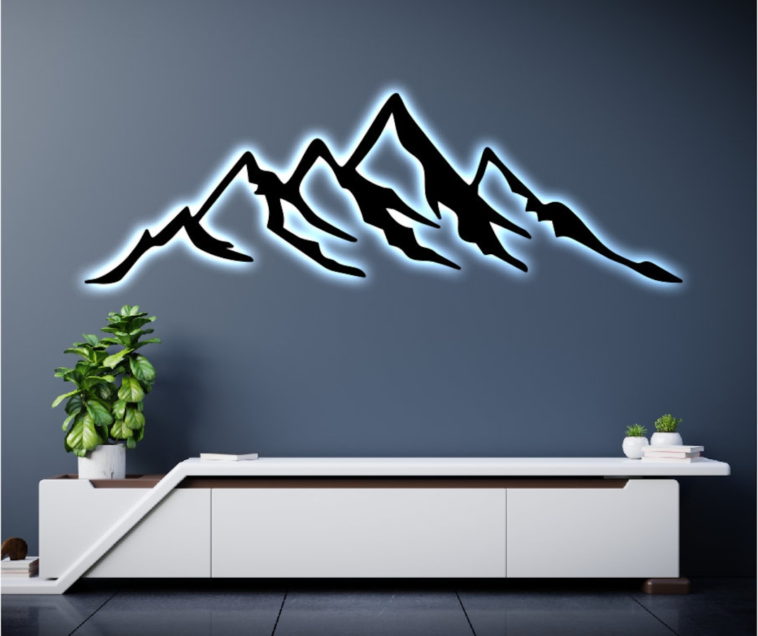 Mountain LED Metal Art Sign / Light up Mountain Metal Sign / Multi ...
