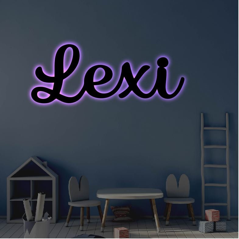 Personalized Name LED Metal Art Sign / Light up Nursery Name - Etsy
