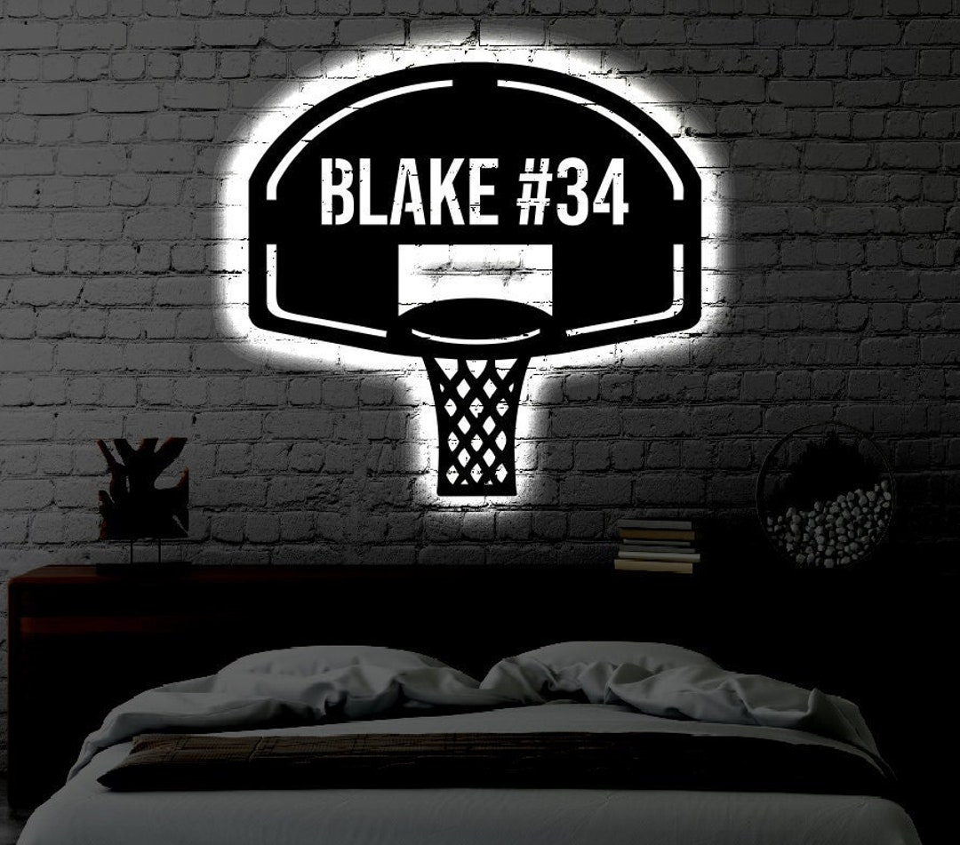 Personalized Basketball LED Metal Art Sign / Light up Basket Ball Name ...