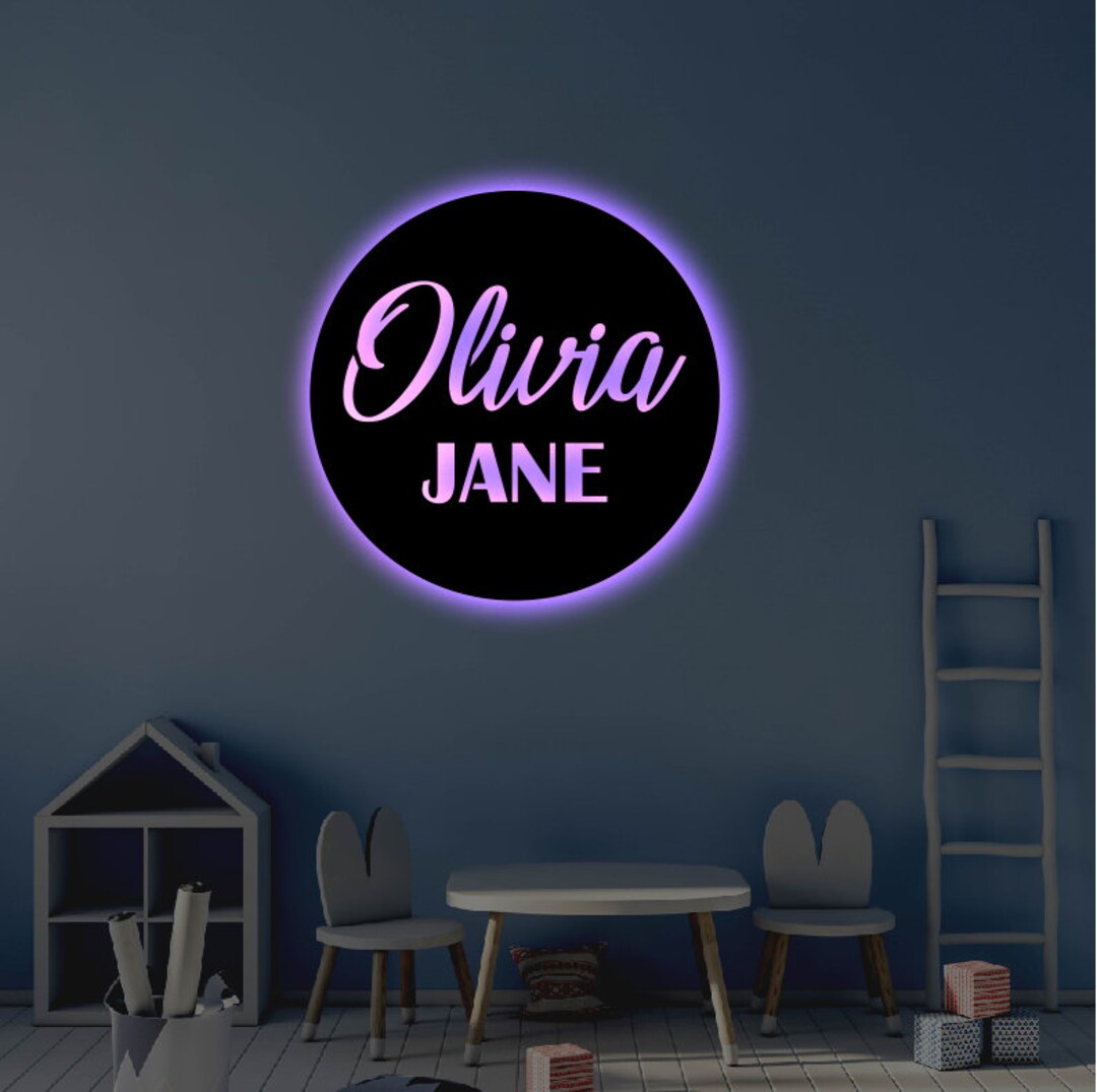Personalized LED Nursery Night Light Metal Sign | Nightlight Girls Room ...
