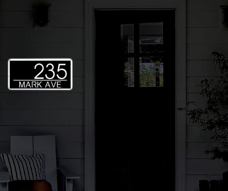 LED Address Metal Art Sign / Light up Address Plaque Sign / - Etsy