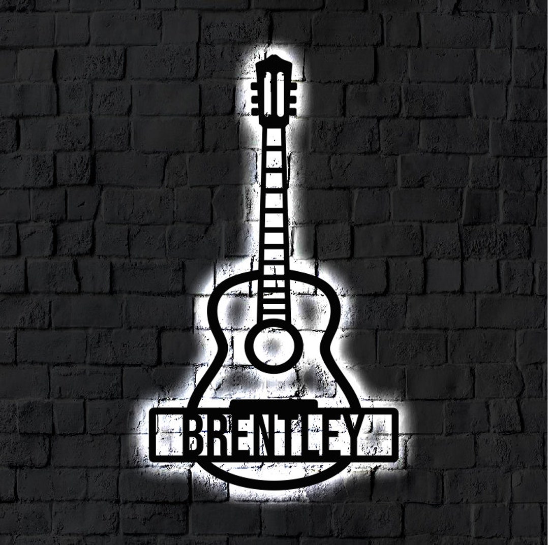 Personalized LED Guitar Metal Sign | Light up Wall Art Guitar Gift ...