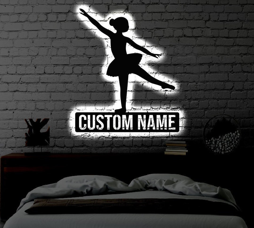 Personalized LED Ballerina Metal Sign | Light up Dancer Wall Art ...