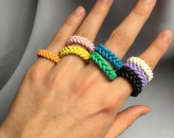 Braided Polymer Clay Rings Aesthetic Handmade Rings - Etsy