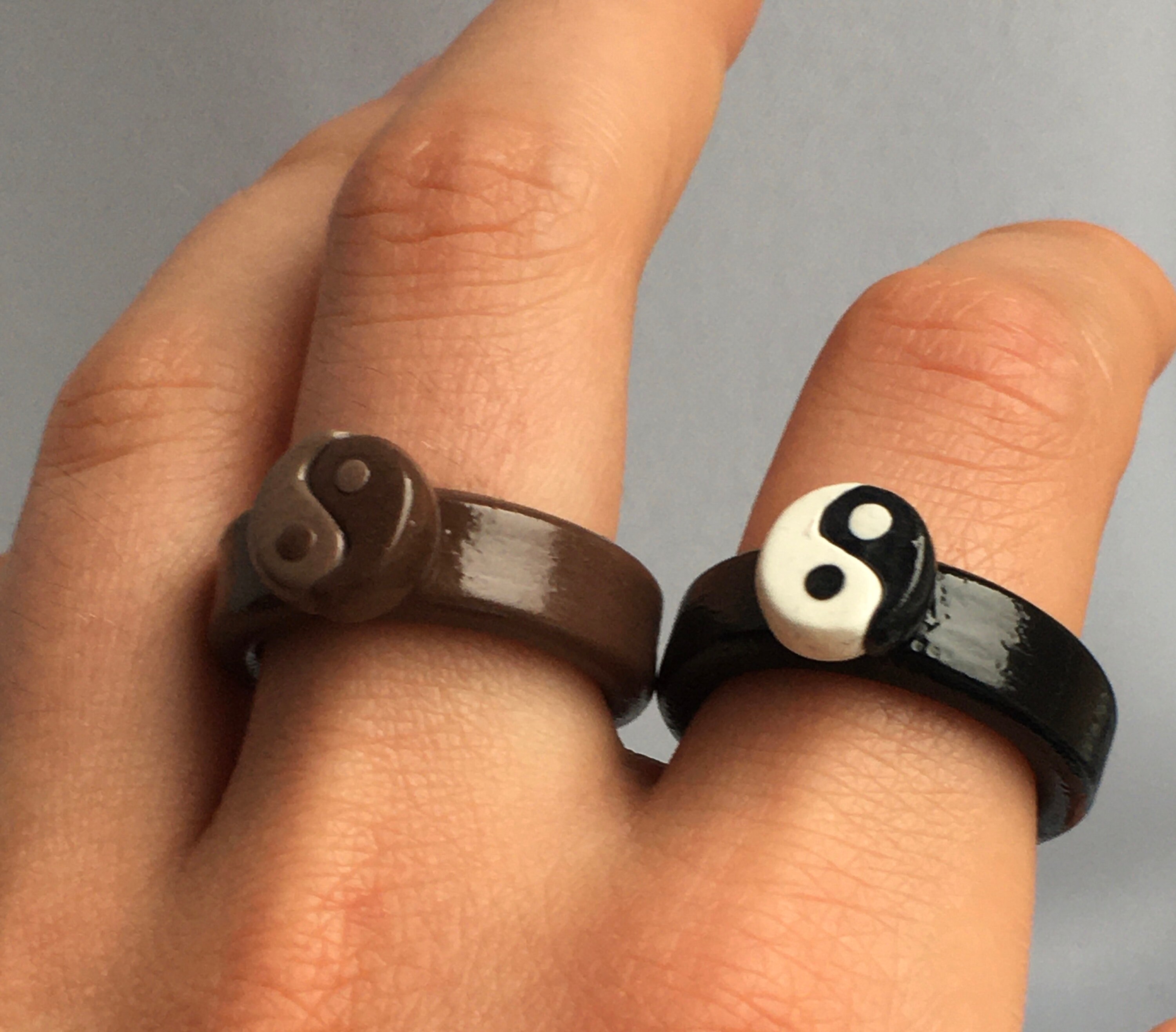 Chunky Clay Yin Yang Ring - Etsy