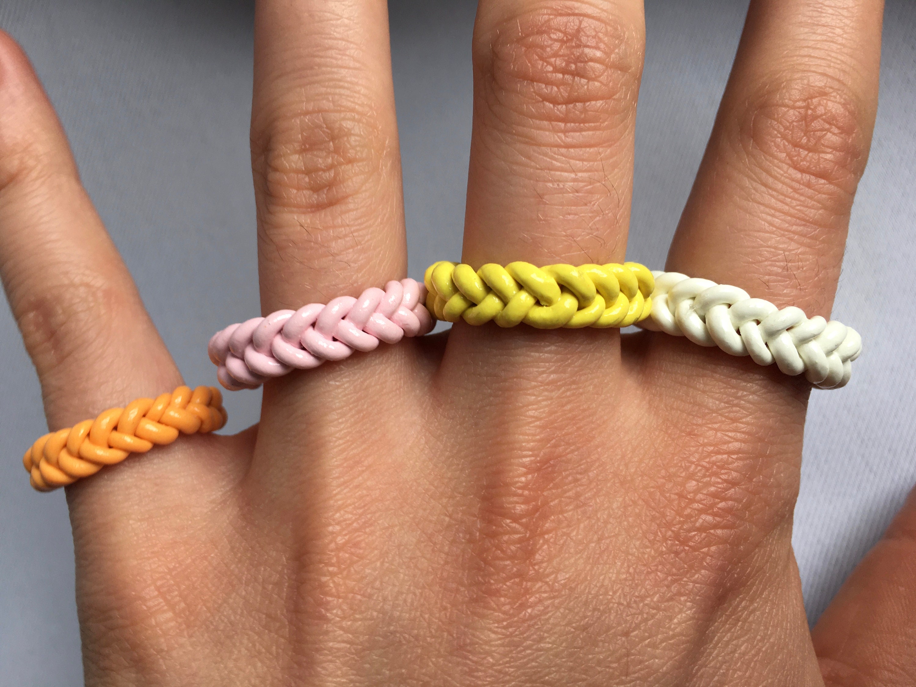 Braided Polymer Clay Rings, Aesthetic Handmade Rings - Etsy