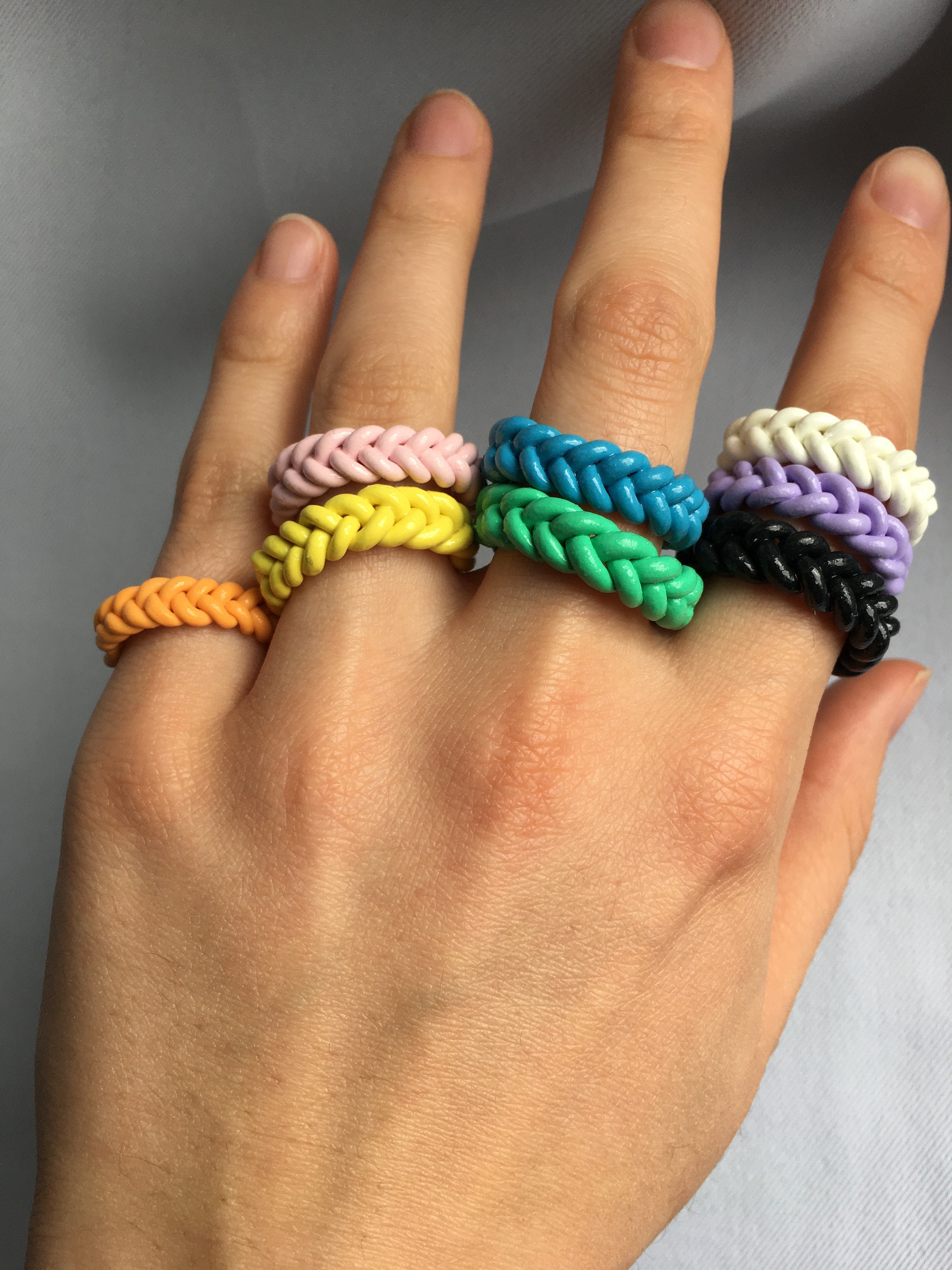 Braided Polymer Clay Rings, Aesthetic Handmade Rings - Etsy