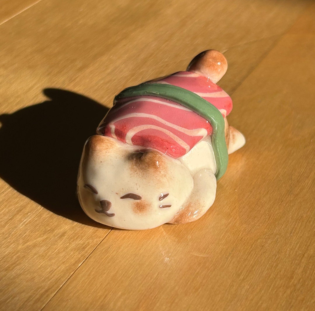 Cute Sushi Cat Desk Buddy Kawaii Sushi Cat Figurine Handmade Aesthetic ...
