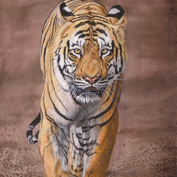 Tiger Silk Painting - Etsy