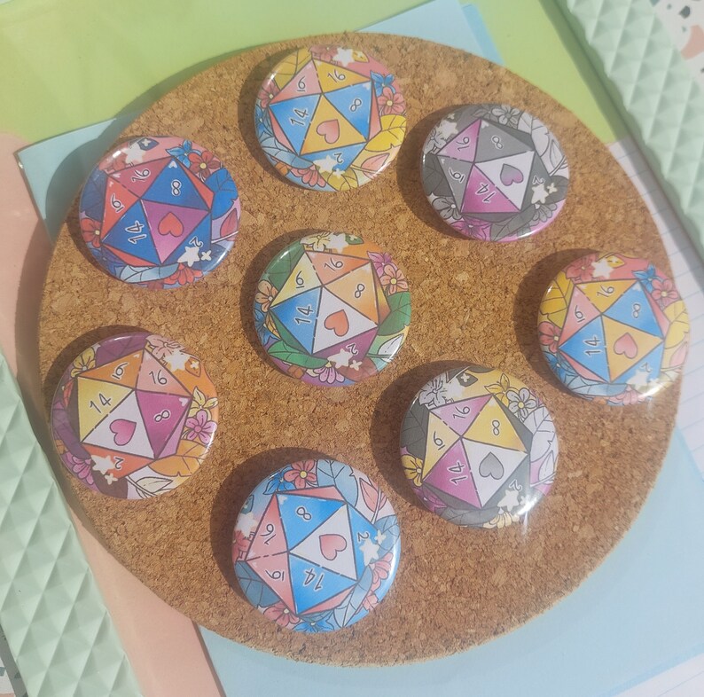 LGBTQIA D20 Dice Pride Button Dnd Themed Dice Pride Button - Etsy