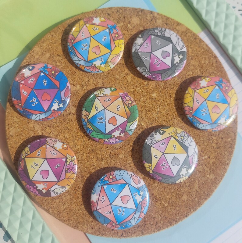LGBTQIA D20 Dice Pride Button Dnd Themed Dice Pride Button - Etsy