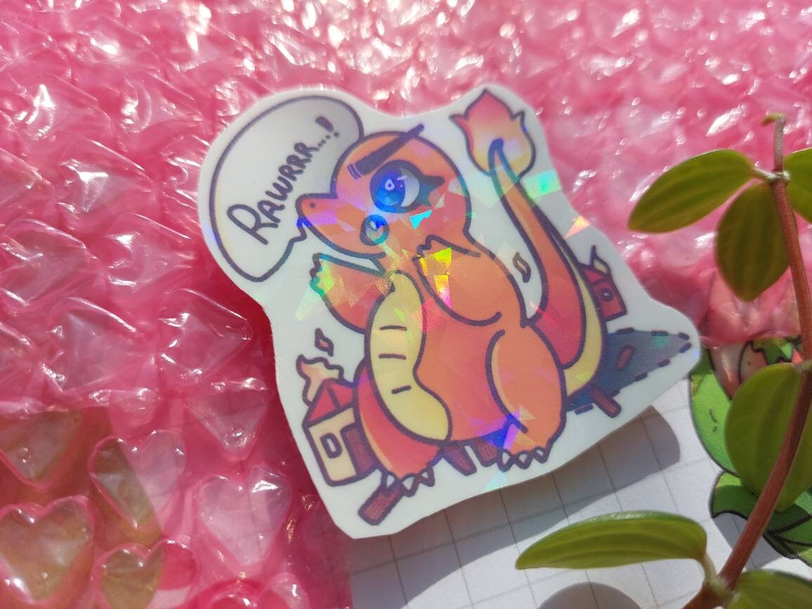 Charmander Holographic Handmade Sticker, Kanto Trio - Etsy