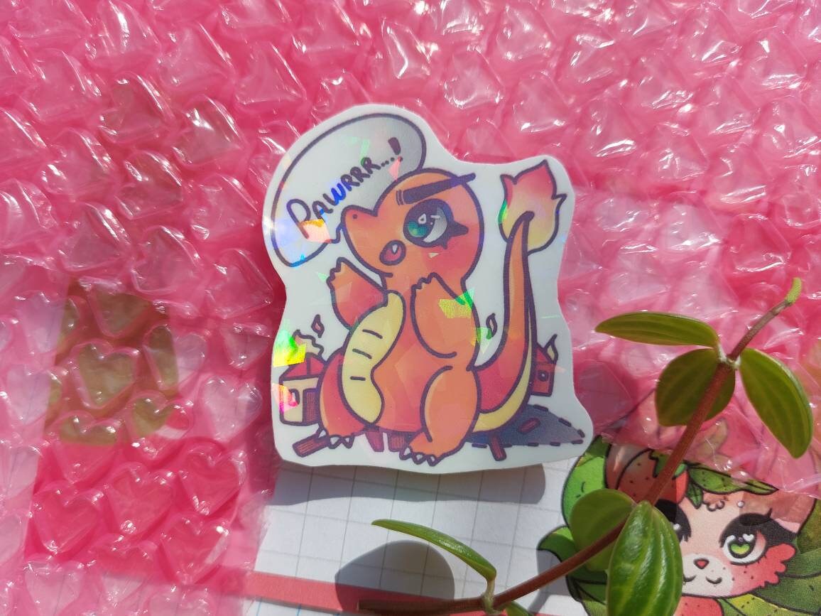 Charmander Holographic Handmade Sticker, Kanto Trio - Etsy