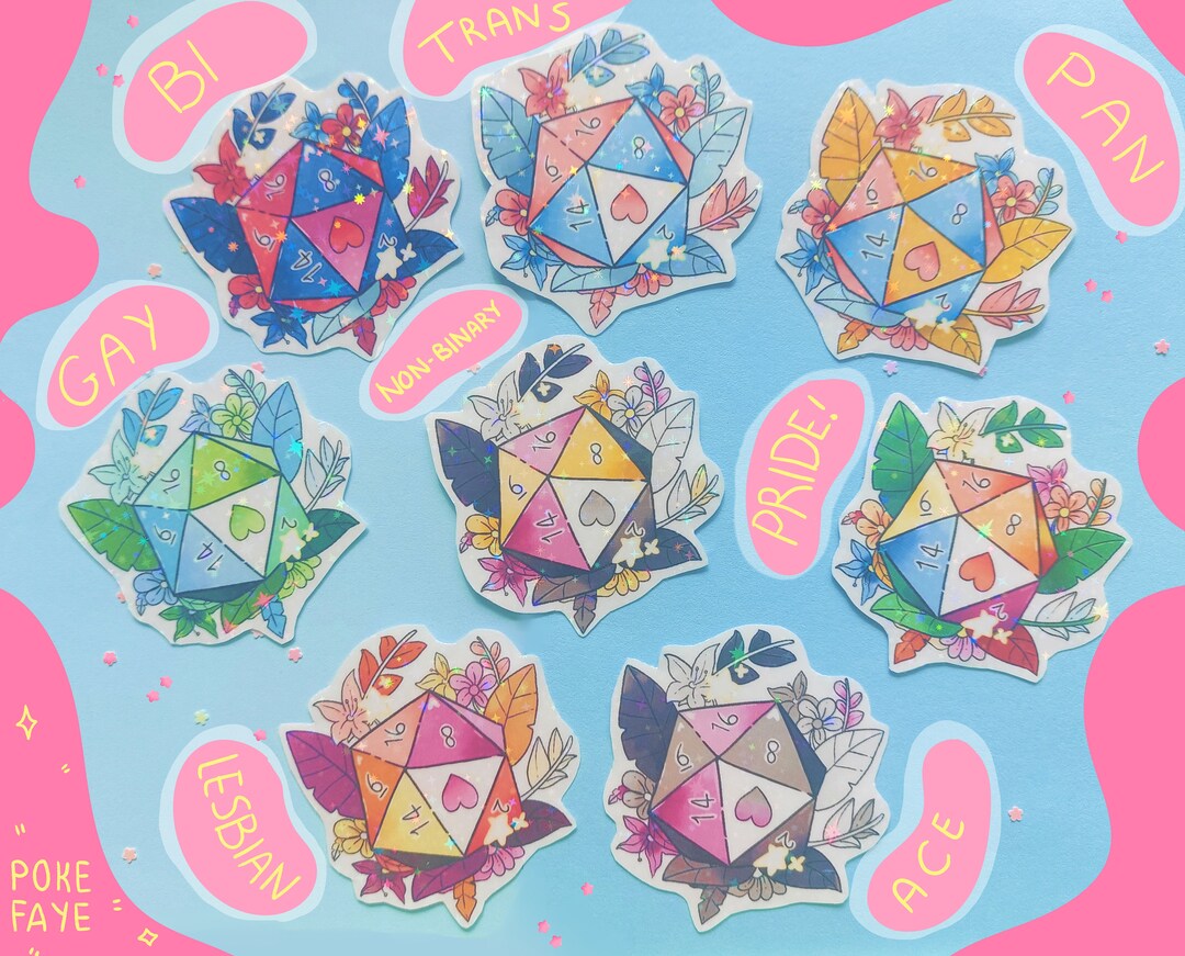 LGBTQIA D20 Dice Pride Sticker Dnd Themed Dice Pride Sticker - Etsy