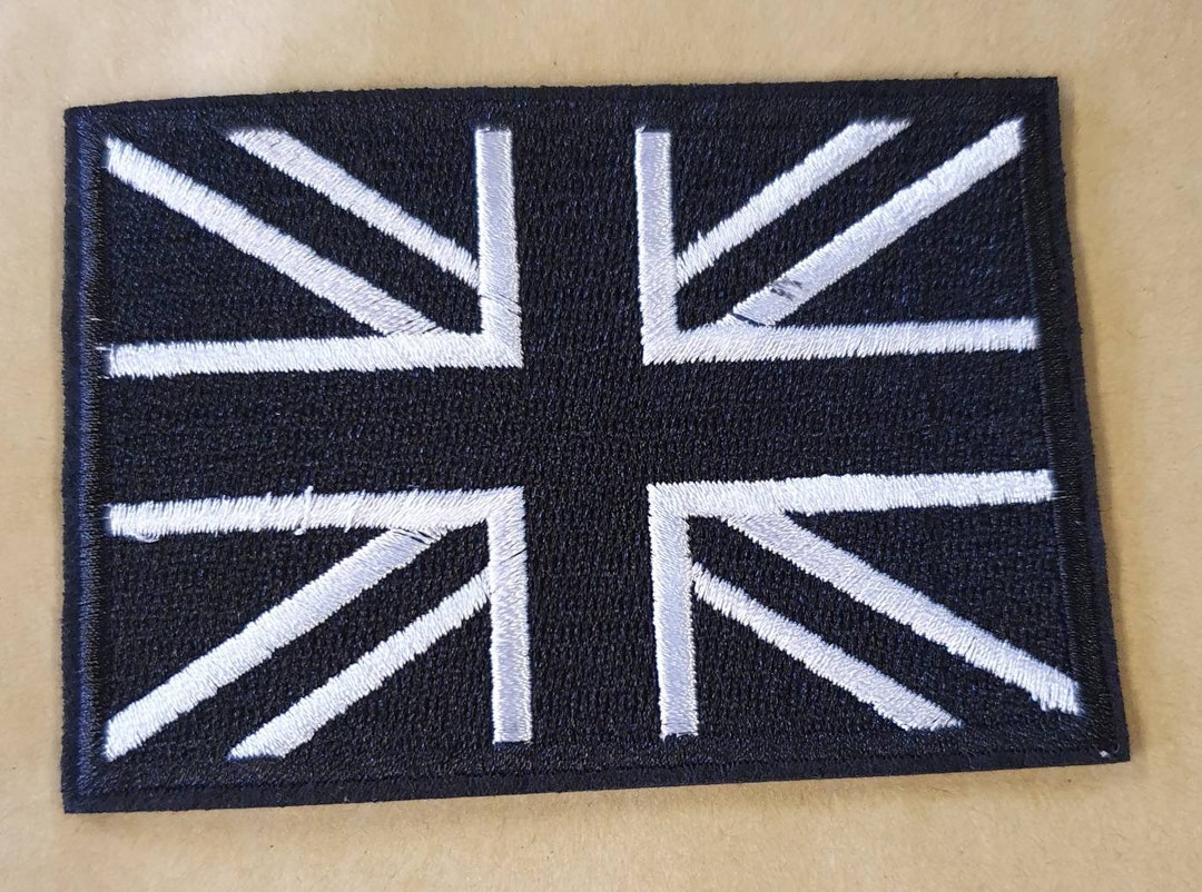 1x Black Union Jack Flag Police Military Iron on or Sew on DIY Patch ...