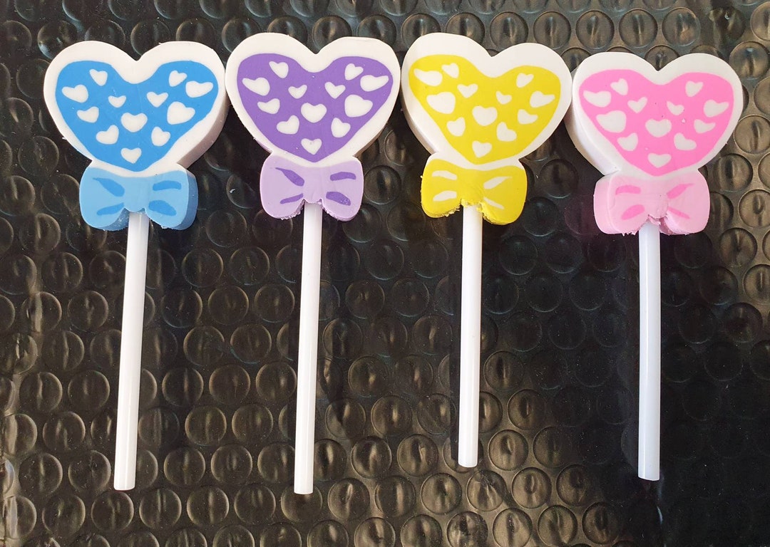 3x Novelty Lollipop Candy Kids Erasers Rubbers Stationery Collectible ...