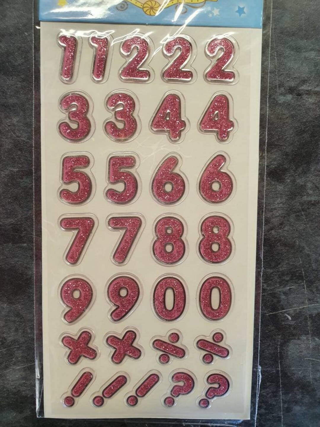1x Sheet Pink Glitter Reuseable Puffy 3D Numbers Numerical Stickers for ...