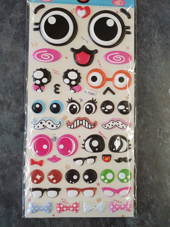 Colourful Cartoon Animated Goggly Eyes Puffy 3D Stickers for | Etsy