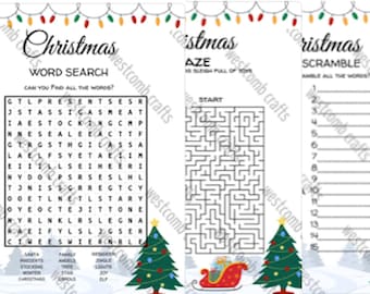 Christmas Word Search Printable MEDIUM With Answer Key LOW INK - Etsy