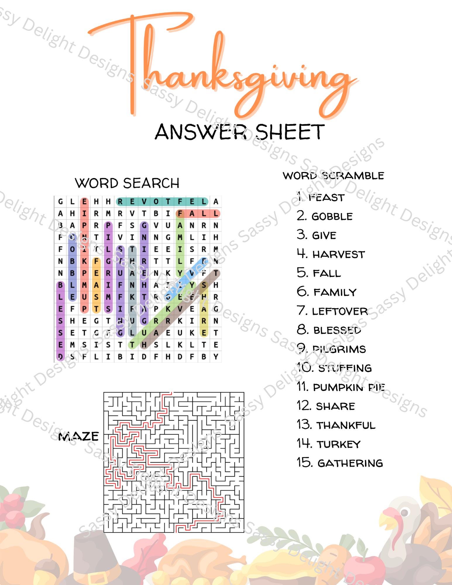 Printable Thanksgiving Puzzles, Games for Kids, Printable Thanksgiving ...