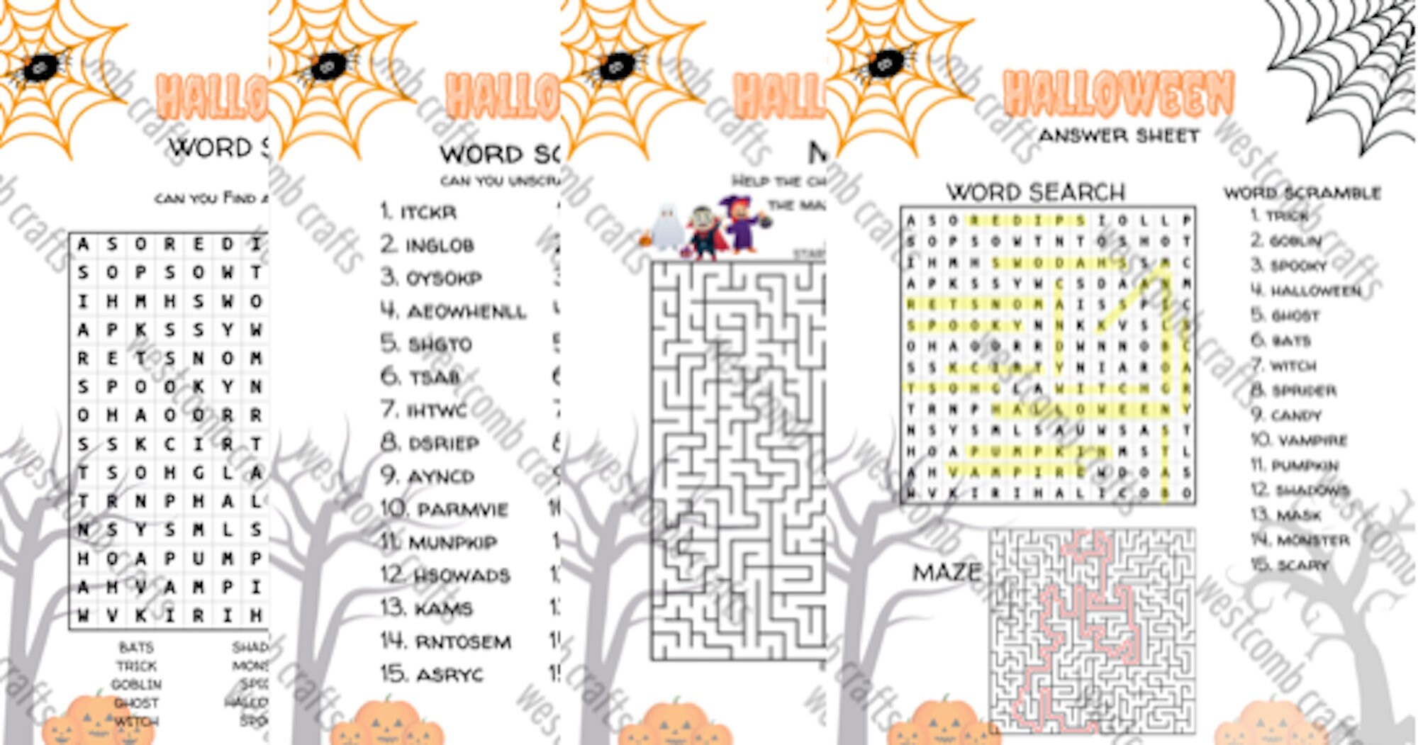 Printable Halloween Puzzles - Etsy