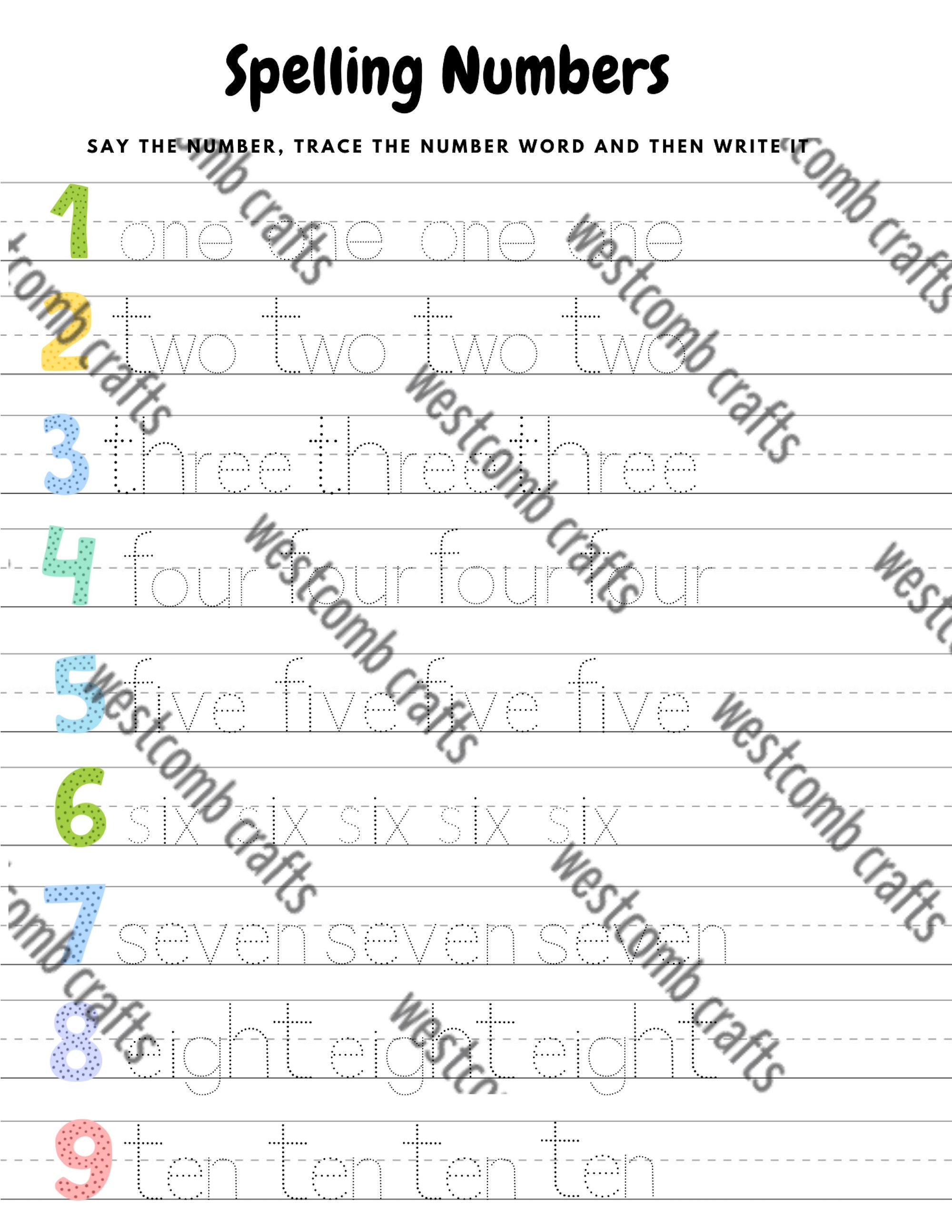 Spelling Numbers Worksheet - Etsy