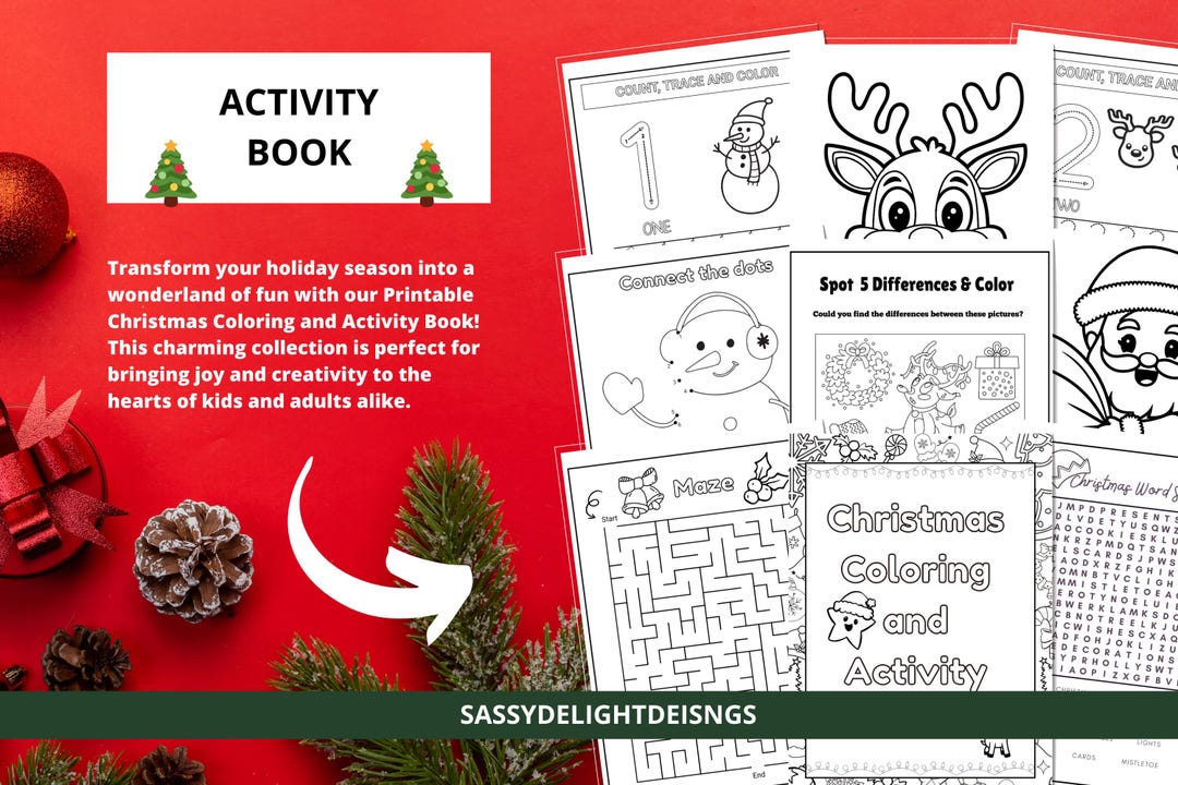 Christmas Coloring and Activity Book, Children Christmas Book ...