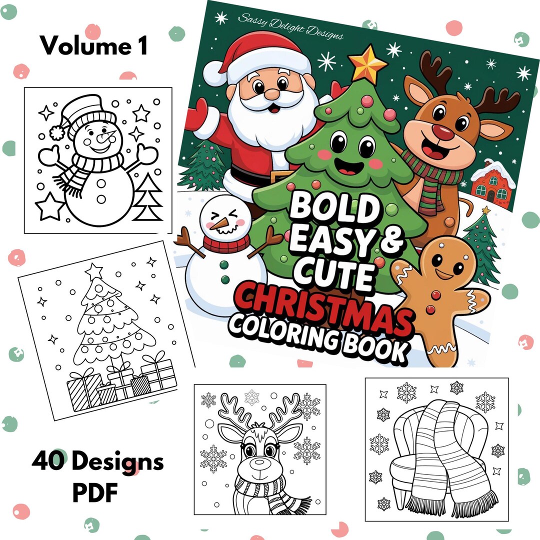 Bold & Easy Christmas Coloring Book, 40 Page PDF File , Christmas Busy ...