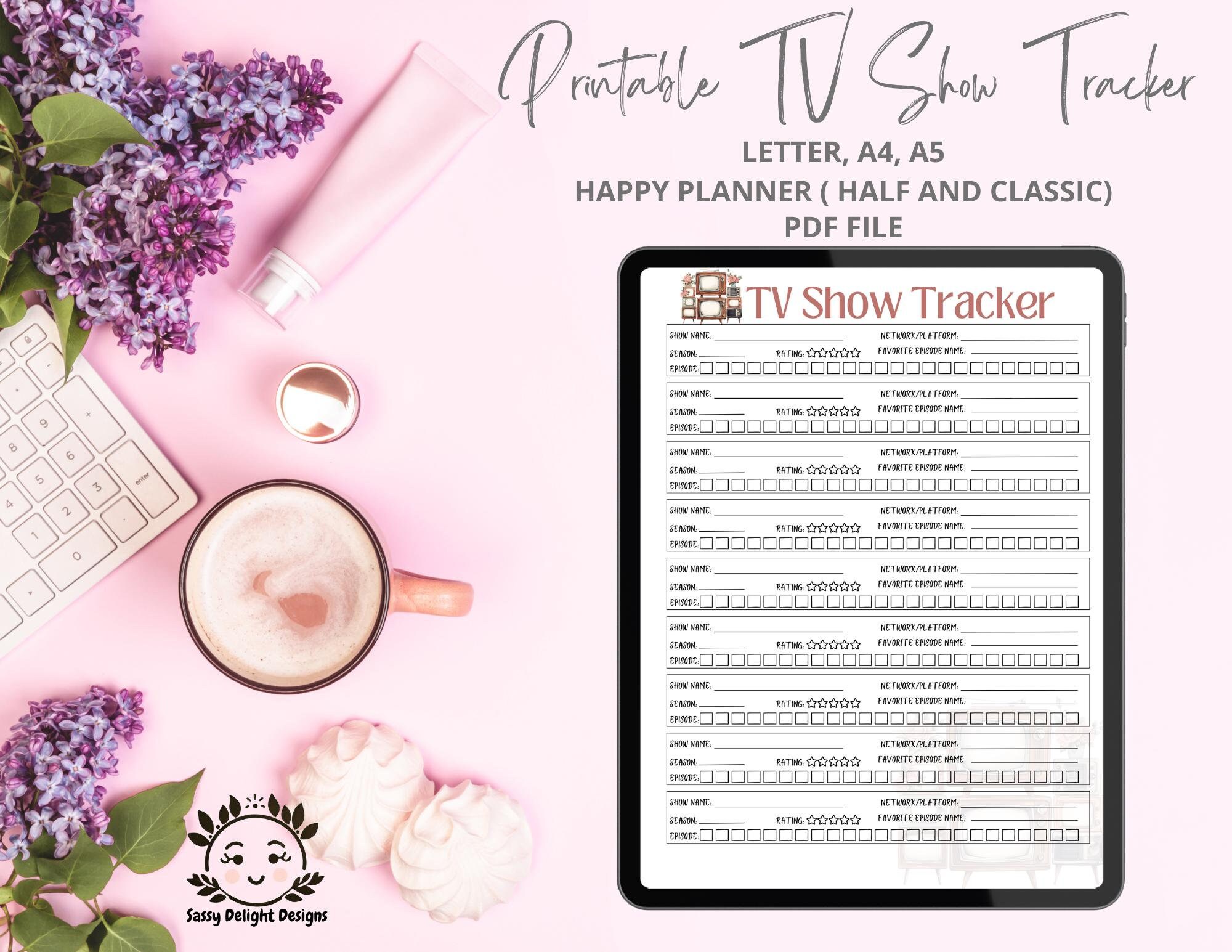 TV Show Tracker Printable, TV Show Watch List, Happy Planner, Goodnotes ...