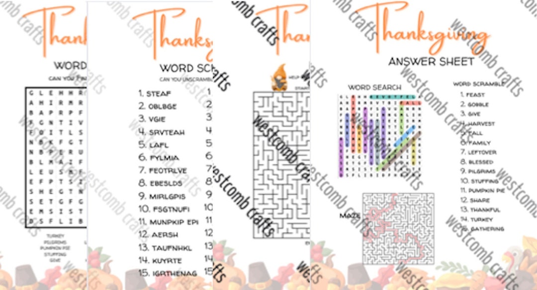 Printable Thanksgiving Puzzles, Games for Kids, Printable Thanksgiving ...