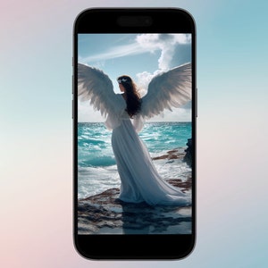 Angel iPhone Wallpaper Ai Digital Download Aesthetic Phone Background ...