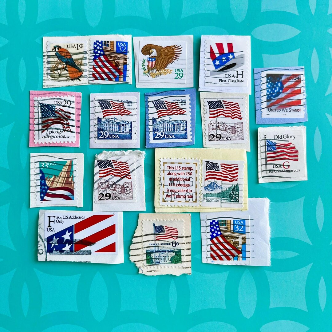 15 US Flag Patriotic Postage Stamps on Paper for Craft Projects - Etsy