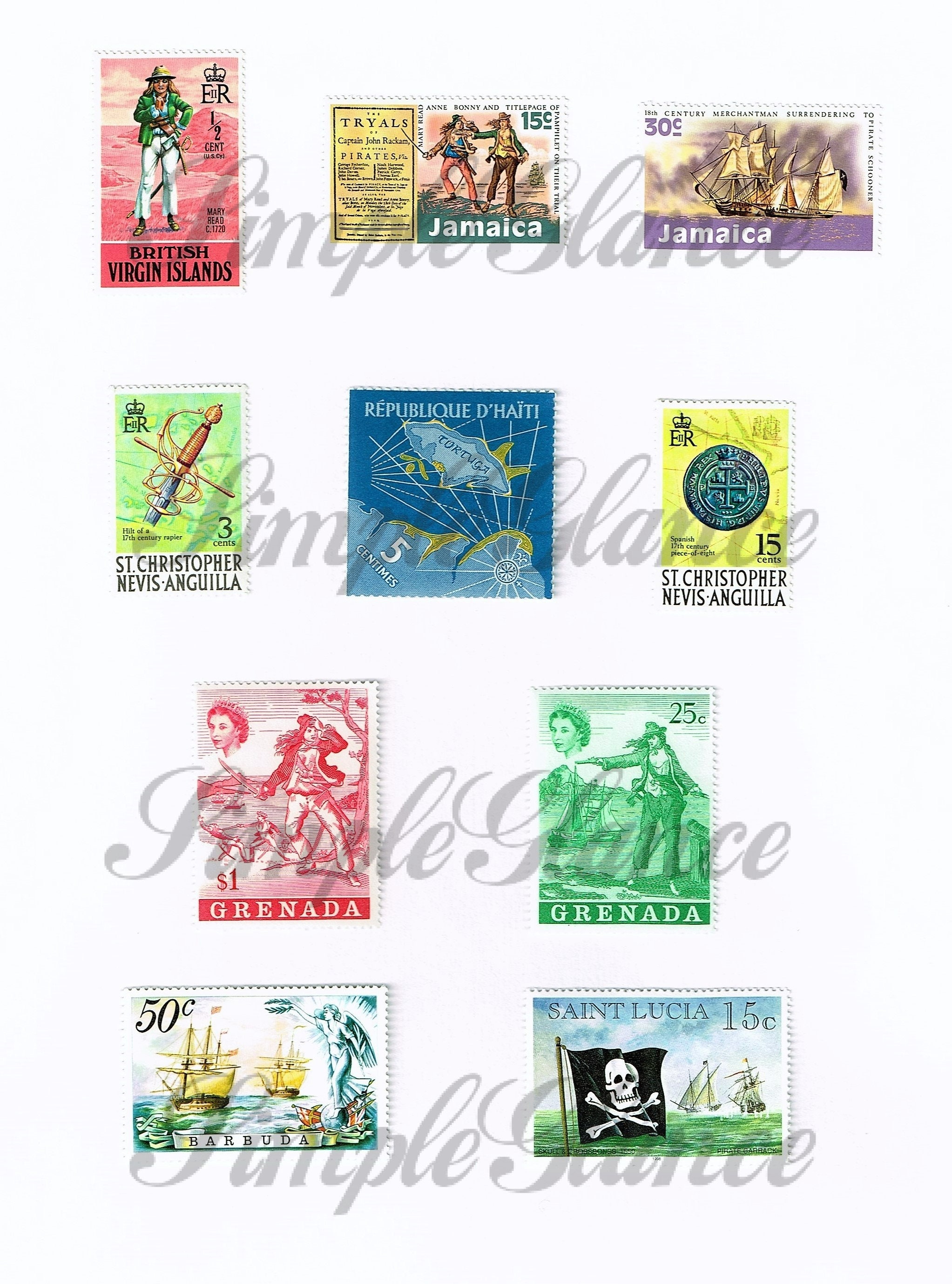 Printable Vintage Women Pirates Postage Stamps - Instant Download ...