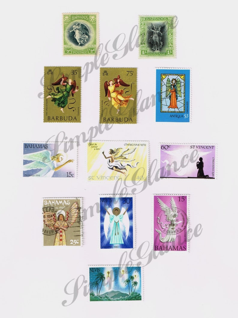 Printable Vintage Caribbean Angel Postage Stamps - Instant Download for ...