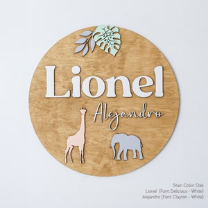 Safari Nursery Name Sign, 3D Wood Round, Baby Room Decor - Etsy