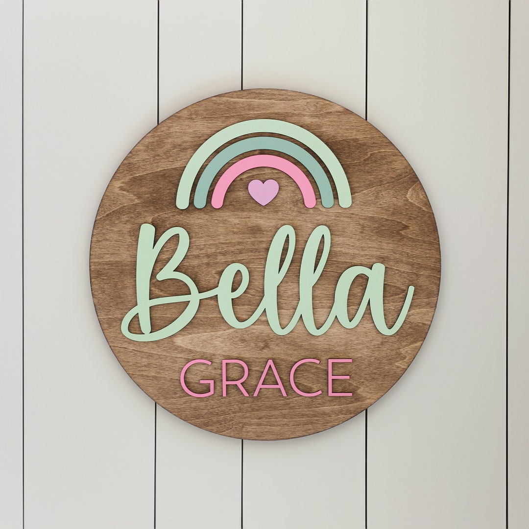 Rainbow Nursery Name Sign l Girl Nursery Decor l 3D Name Sign l Above ...