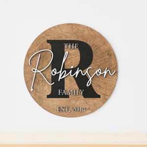 Round Last Name Sign, Round Wedding Sign, Established Sign, Family Gift ...