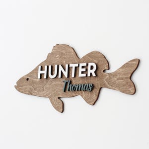 Custom 3D Wood Fishing Name Nursery Sign - Newborn Lake House Decor ...